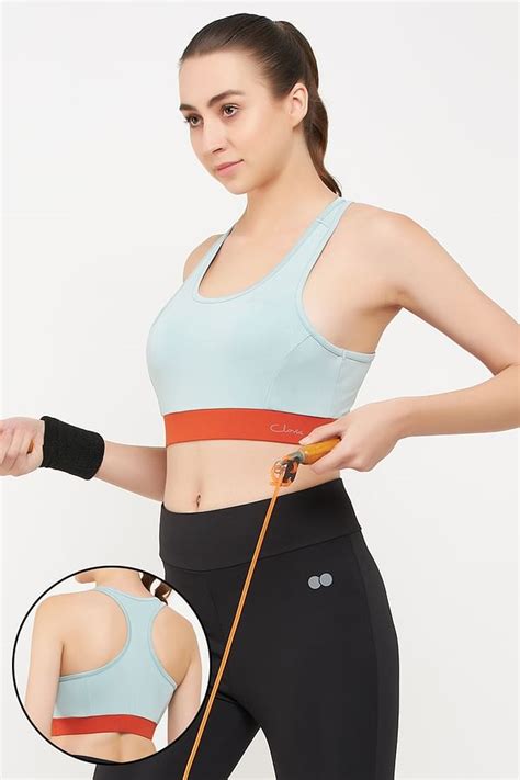 Buy Medium Impact Padded Racerback Sports Bra In Mint Green Online