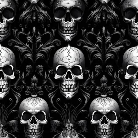 Download Seamless Skull Pattern In Black And White Patterns Online