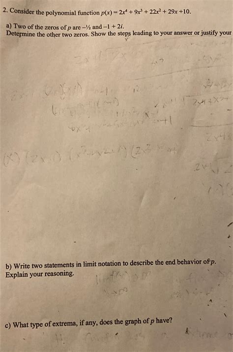 Solved Consider The Polynomial Function Chegg Com