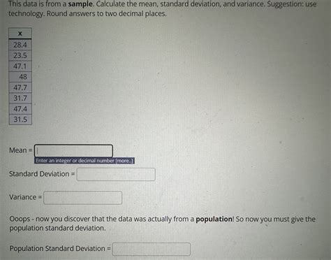Solved This Data Is From A Sample Calculate The Mean Chegg