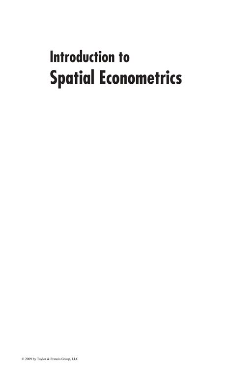 pdf lesage and pace 2009 introduction to spatial econometrics