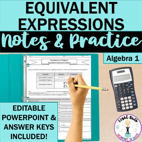 Equivalent Expressions Guided Notes And Worksheet Editable Light