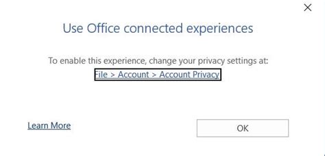 Use Office Connected Experiences Popup In Word Microsoft Community