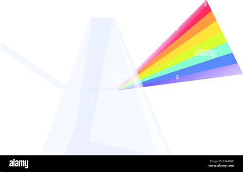 Triangular Prism Refracting Light Beam Creating Rainbow Spectrum Illustrating Concept Of Optics