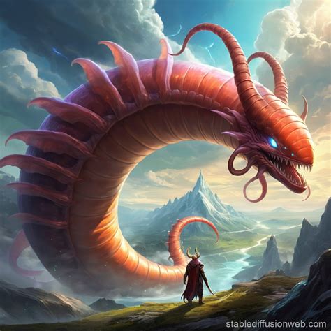 Giant Worm With Horns And Teeth Stable Diffusion Online