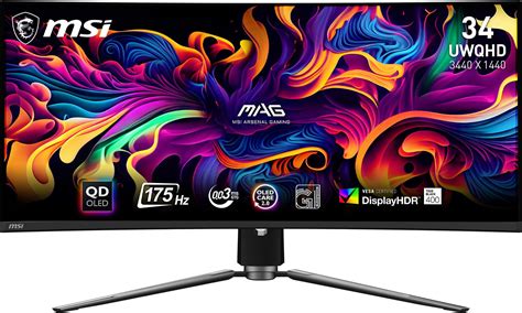 Monitor Gamer Curvo Mag 341cqp Qd Oled 34 Panel Quantum Dot Oled 175hz Hdmi Negro 0 03 Ms