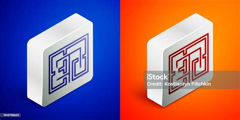 파란색과 주황색 배경에 격리된 등색 선 대피 계획 아이콘입니다 화재 탈출 계획 실버 스퀘어 버튼 벡터 3차원 형태에 대한 스톡 벡터 아트 및 기타 이미지 Istock