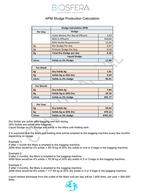 Apm Sludge Production Calculation Pdf Litre Environmental Issues
