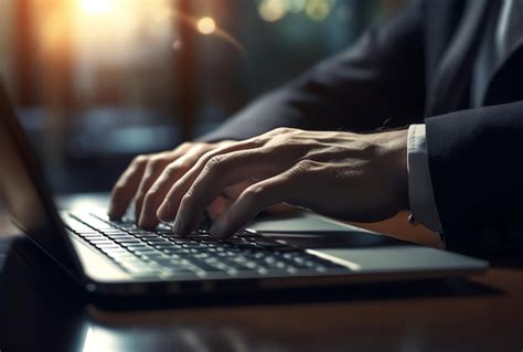 Premium Ai Image A Person Typing On A Laptop In A Dark Room