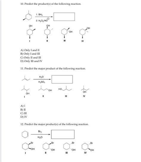 Solved 10. Predict the product(s) of the following reaction | Chegg.com