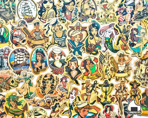 50 Pcs Navy Sailor Girls Sticker Pack Pinup Etsy