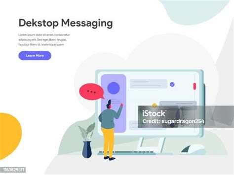 데스크톱 메시징 일러스트 개념입니다 웹 사이트 및 모바일 웹 사이트에 대한 웹 페이지 디자인의 현대적인 평면 디자인 개념 벡터 일러스트 레이션 Eps 10 Brand