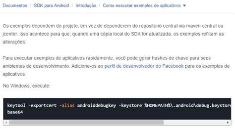 Comando Sdk Facebook Android Hash De Chave Stack Overflow Em Português