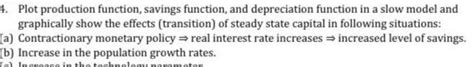 Answered 4 Plot Production Function Savings Function And Depreciation