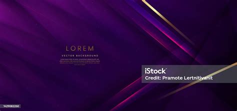 추상적 인 배경 럭셔리 다크 퍼플 우아한 기하학적 대각선과 금 조명 효과와 텍스트를위한 복사 공간으로 반짝입니다 3차원 형태에 대한 스톡 벡터 아트 및 기타 이미지 Istock
