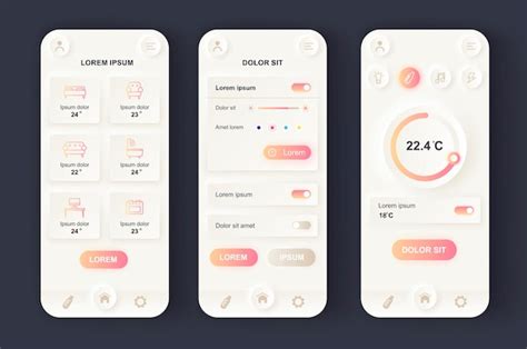 Premium Vector Smart Home Modern Neumorphic Design Ui Mobile App