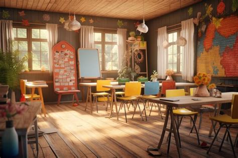 Premium Ai Image Classroom With Retro Boho Concept