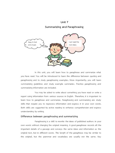 Fillable Online How To Paraphrase And Summarize Work Summing Up