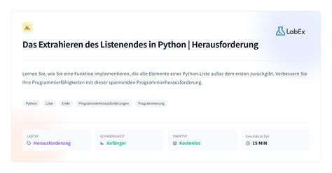 Das Extrahieren Des Listenendes In Python Herausforderung Labex
