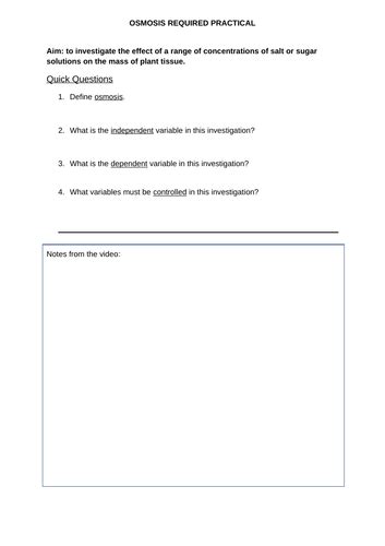 Aqa Osmosis And Required Practical Teaching Resources