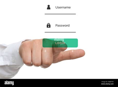 Illustration Of Authorization Interface And Man Pressing Button Login