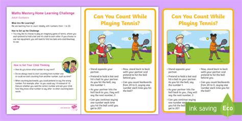 Eyfs Maths Mastery Counting Home Learning Challenge Number Tennis