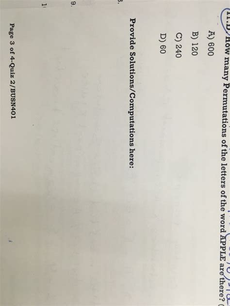 Solved How Many Permutations Of The Letters Of The Word Chegg Com