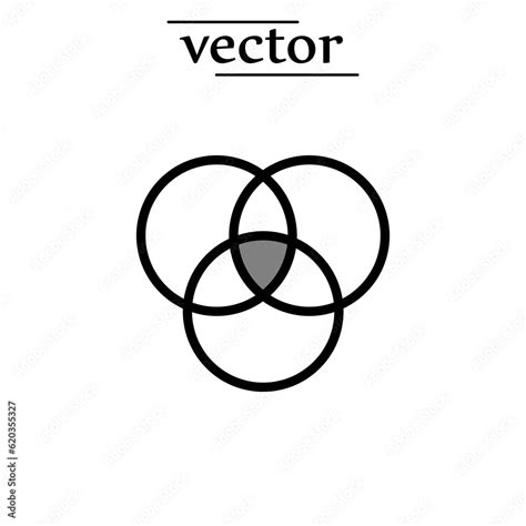 Intersection Of Three Sets Venn Diagram Vector Flat Illustration On White Background Eps Stock