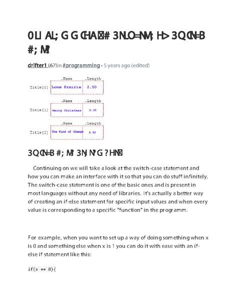 Programming C Structs And Switch Case 0 Li Al G G Cha 3 Nlonm
