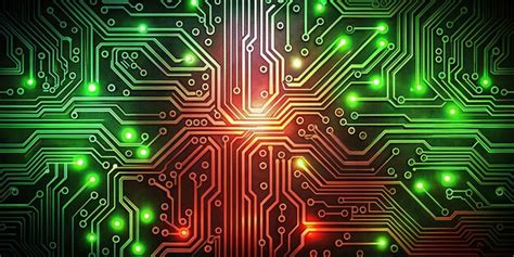 Glowing Circuit Board With Binary Code And Numbers Premium Ai