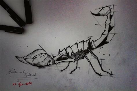 Scorpion Sketches Drawings Humanoid Sketch