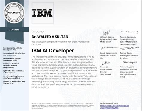 Dr Waleed A Sultan On Linkedin Ibm Ibmaideveloperprofessional