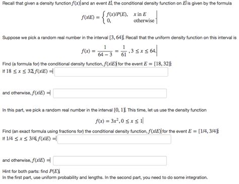Solved Recall That Given A Density Function F X And An Chegg
