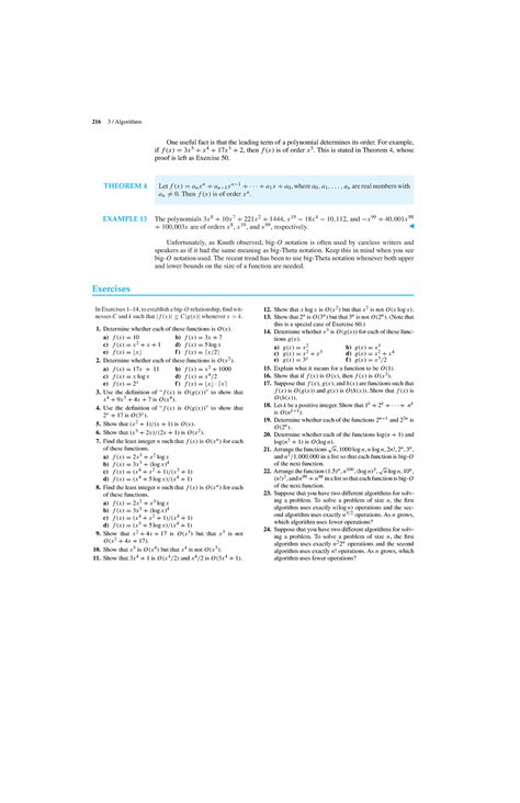 Exercises The Growth Of Functions 216 3 Algorithms One Useful Fact Is That The Leading Term