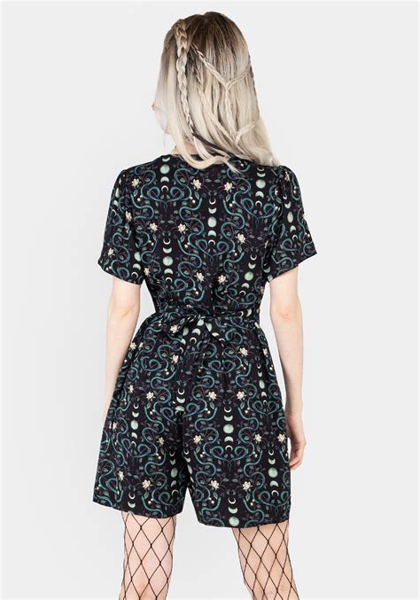 Disturbia Pythia Button Up Playsuit Playsuits