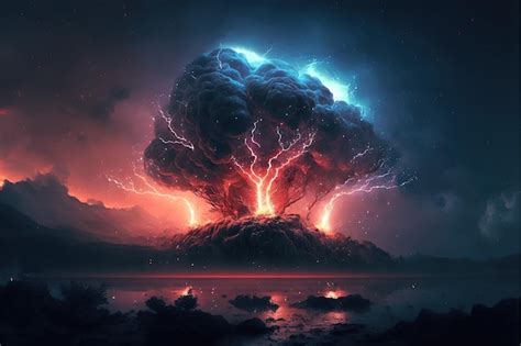 Premium Photo Illustration A Powerful Explosion In The Form Of A