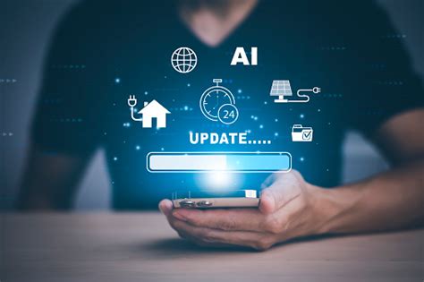 업데이트 소프트웨어 컴퓨터 프로그램 업그레이드 비즈니스 기술 인터넷 가상 화면에 업데이트 스마트 폰 인터넷 및 기술 개념