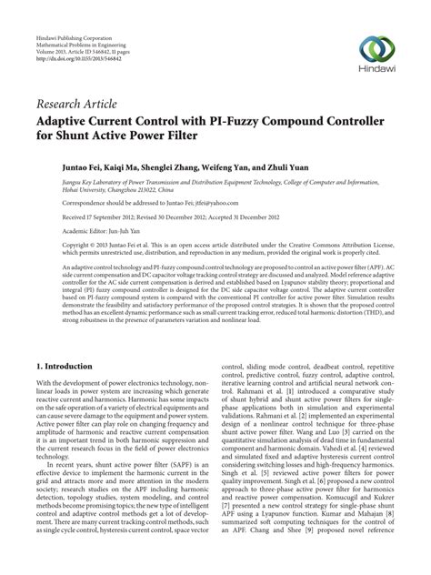 Pdf Adaptive Current Control With Pi Fuzzy Compound Controller For