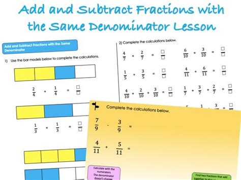 Year 5 Fractions Add And Subtract Fractions With The Same Denominator