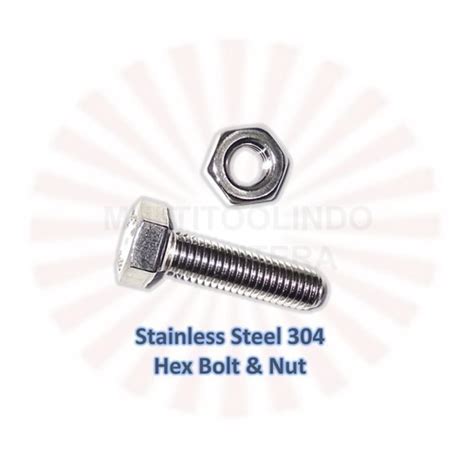 Jual Baut Mur Stainless Steel M12 X 50 Ss 304 Hex Bolt Nut Bmss M12x50