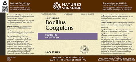 Bacillus Coagulans Nutribiome 90 Caps My Sunshine Canada