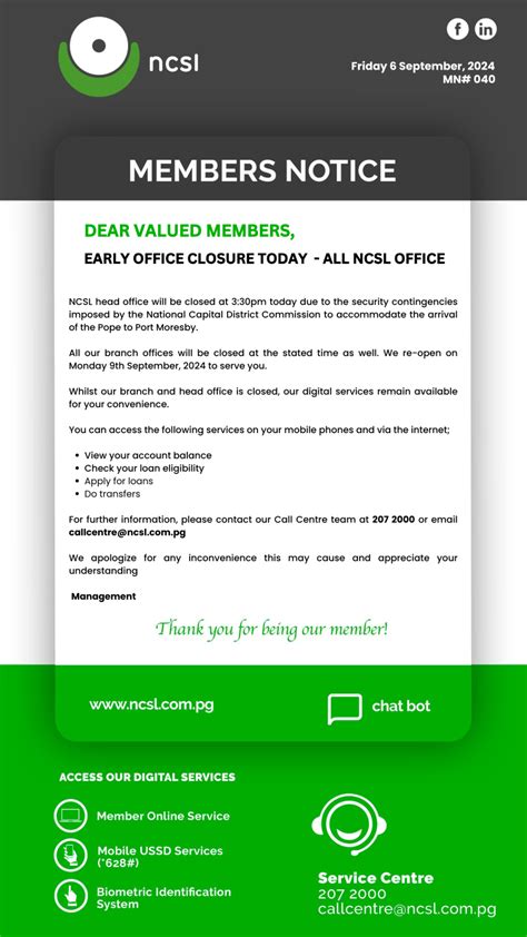 Early Office Closure All Ncsl Office Ncsl