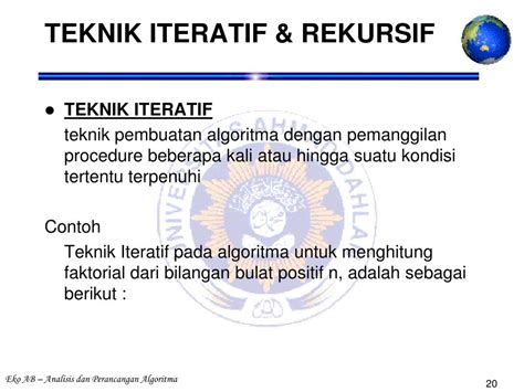 Ppt Analisis Dan Perancangan Algoritma Kuliah 5 Looping Iteratif