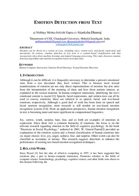 Pdf Emotion Detection From Text