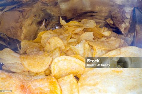 Inside The Potato Chips Bag Opened Pack Of Original Taste Delicious