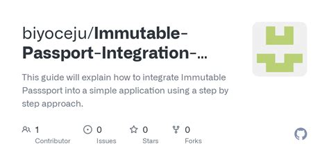 Github Biyocejuimmutable Passport Integration Guide This Guide Will