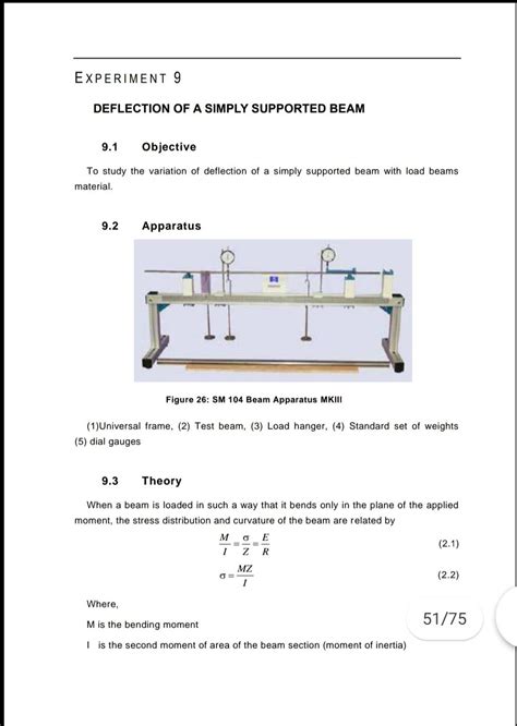 solved experiment 9 deflection of a simply supported beam