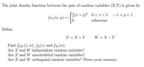 solved the joint density function between the pair of random