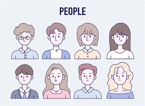 귀여운 남자와 여자 캐릭터들 상반신 아이콘 심플한 벡터 스타일의 일러스트레이션 유토이미지 상세페이지 베이직샵 일러스트 21819953