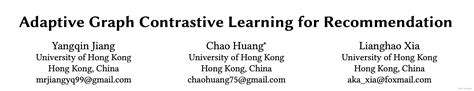 Kdd2023 Adaptive Graph Contrastive Learning For Recommendation 用于推荐